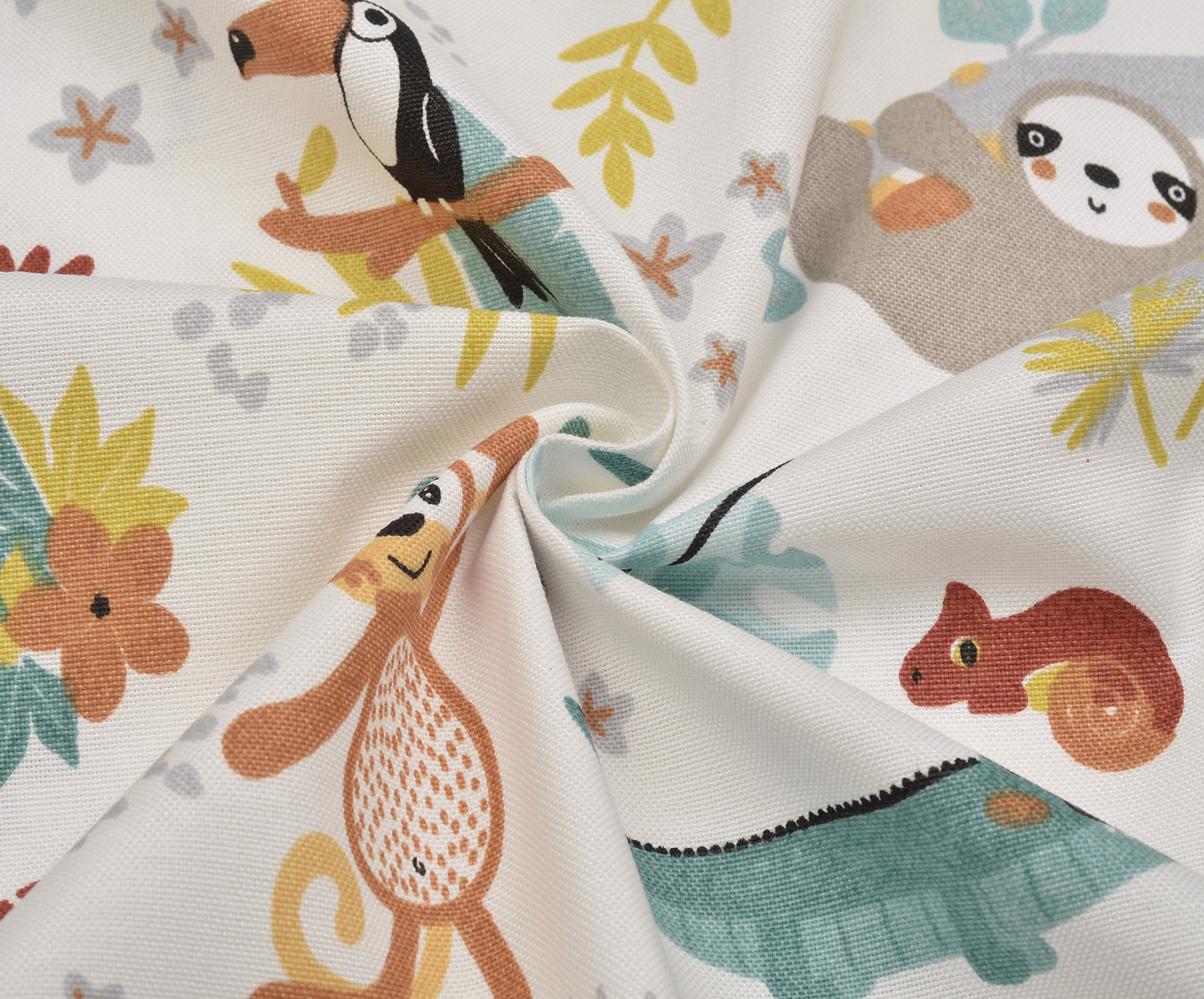 SEVİMLİ HAYVANLAR PANAMA KETENİ - BEYAZ